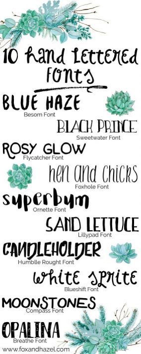 10 Hand Lettered Fonts I Love Using! Fox + Hazel