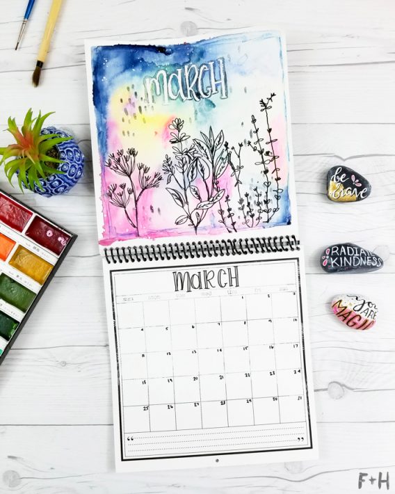 DIY Watercolor Flower Calendar for March | Fox + Hazel