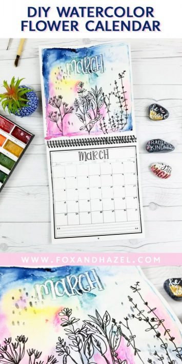 DIY Watercolor Flower Calendar for March | Fox + Hazel