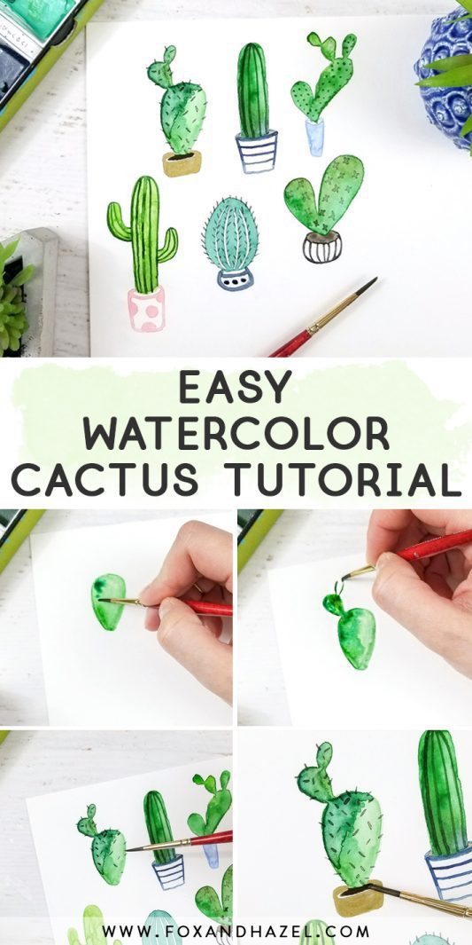 How To Paint A Watercolor Cactus (Plus 5 More!) | Fox + Hazel