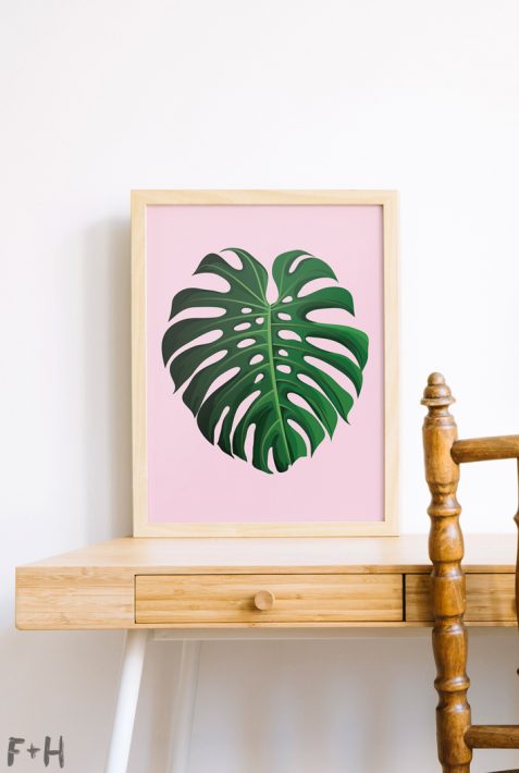 3 Free Palm Tree Leaf Prints in Pink & White | Fox + Hazel