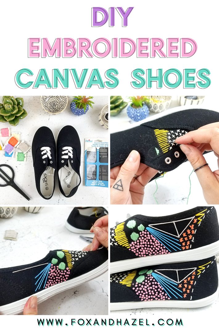 How To DIY Embroidered Canvas Shoes | Fox + Hazel