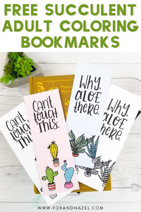 2 Free Succulent Adult Coloring Bookmarks | Fox + Hazel