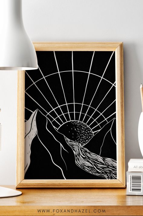 Free Black & White Mountain Poster | Fox + Hazel
