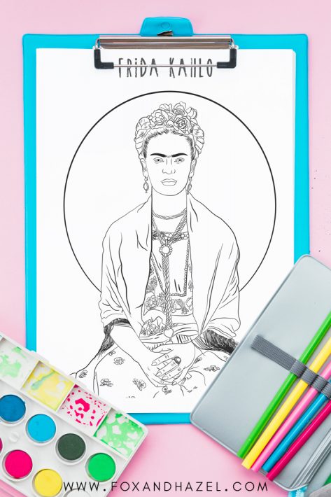 Free Frida Kahlo Printable Coloring Page | Fox + Hazel
