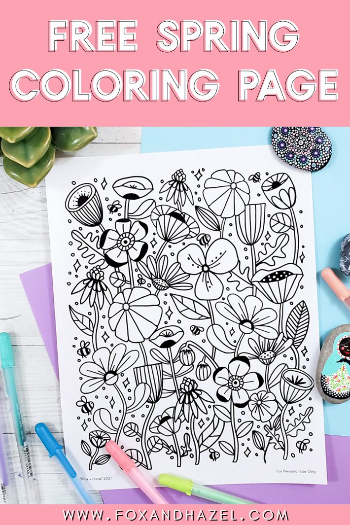 Free Spring Coloring Page - Fox + Hazel | free art + designs