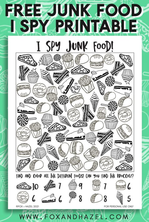 Free Junk Food I Spy Printable - Fox + Hazel | free art + designs
