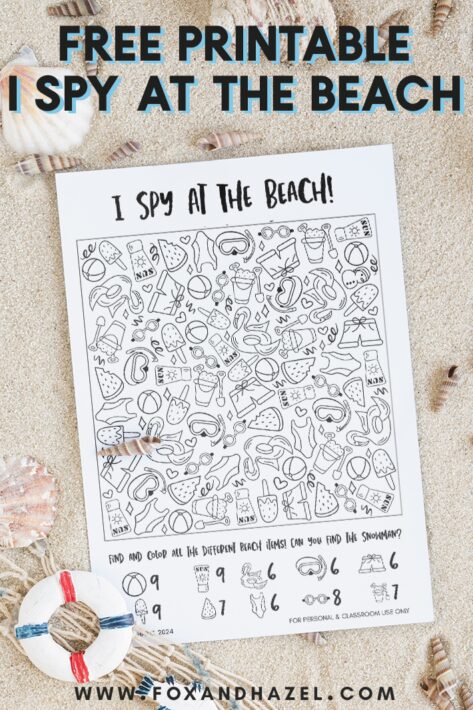 Free Summer Printable I Spy Beach Activity Sheet - Fox + Hazel | free ...