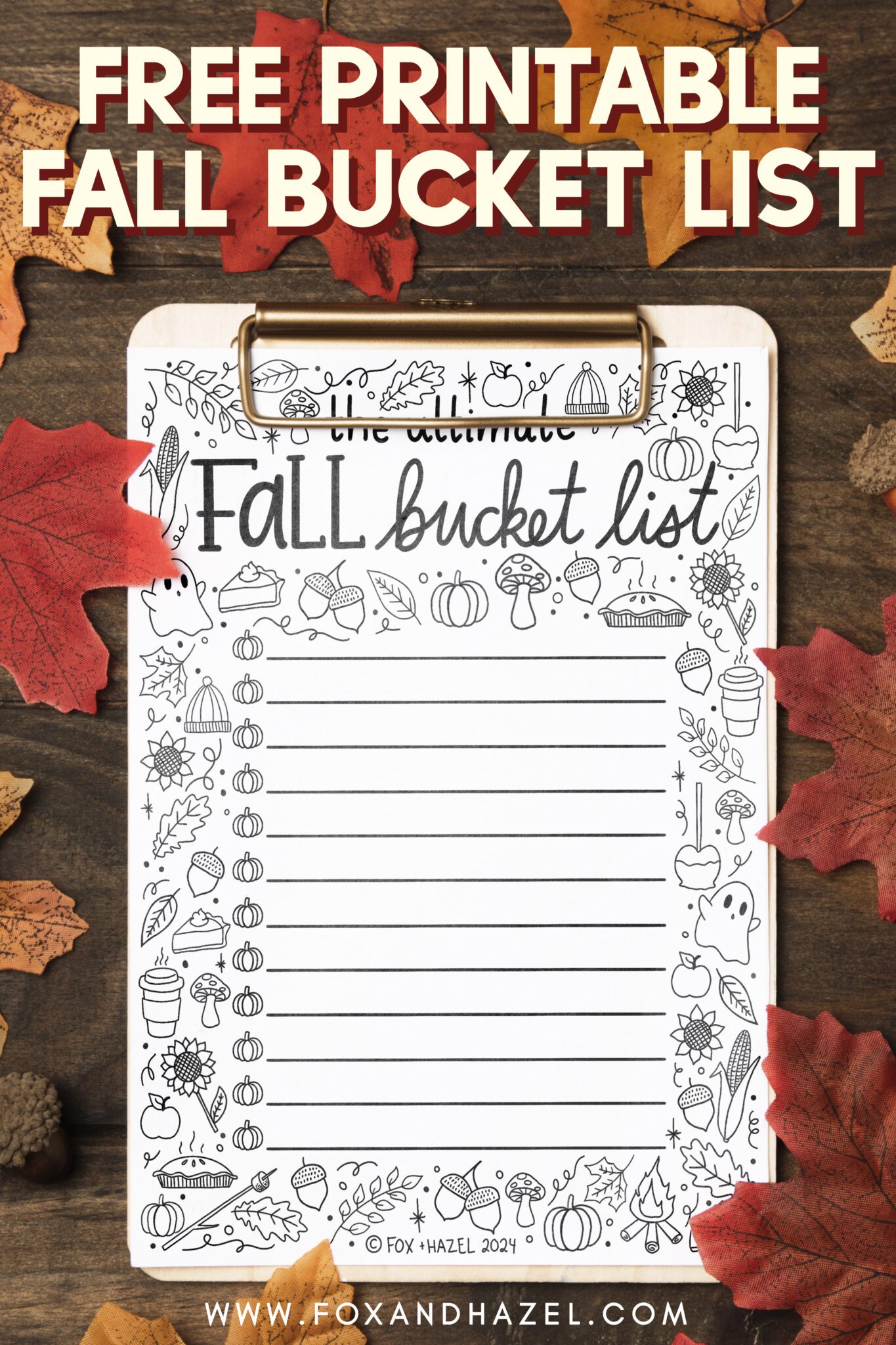 Free Fall Bucket List Printable - Fox + Hazel | free art + designs