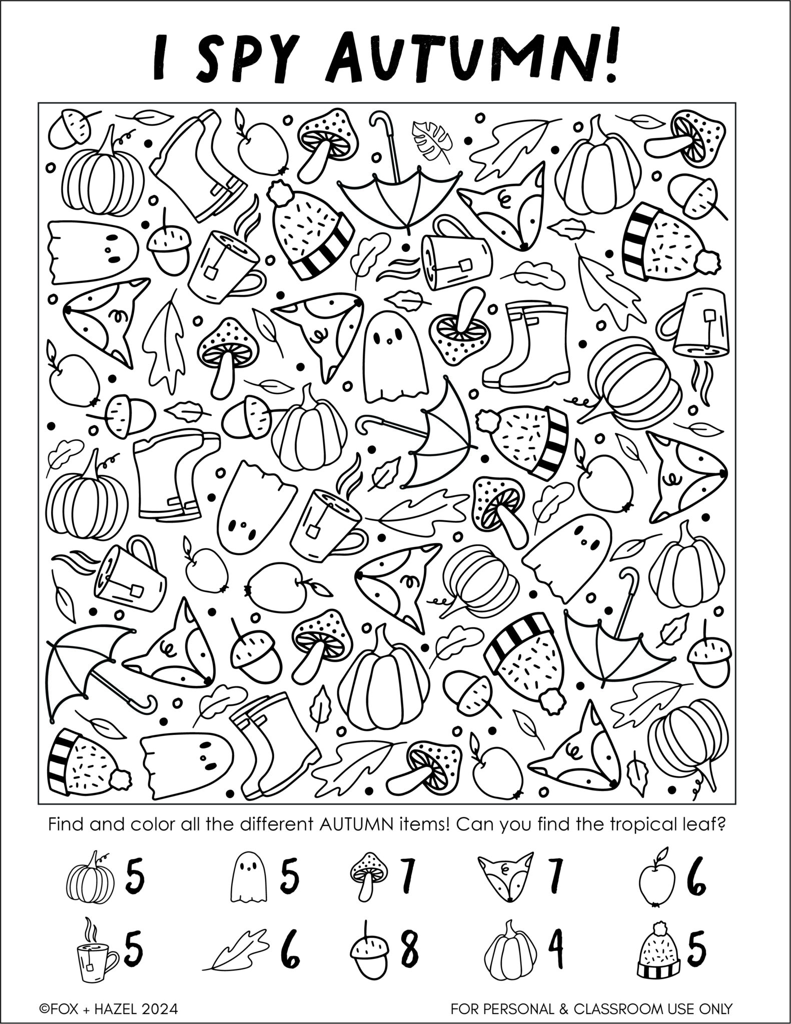 Free I Spy Autumn Printable - Fox + Hazel | free art + designs