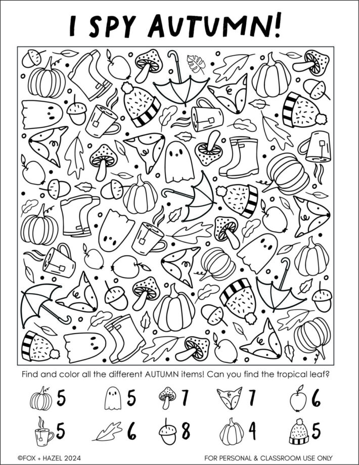 Free I Spy Autumn Printable - Fox + Hazel | free art + designs
