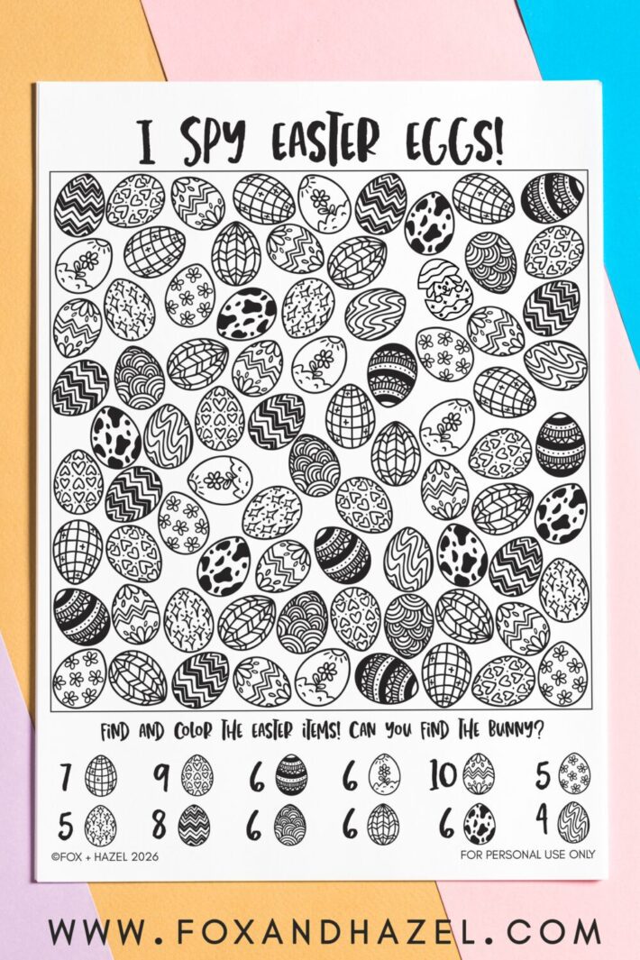 Free Printable I Spy Easter Activity Sheet - Fox + Hazel | free art ...